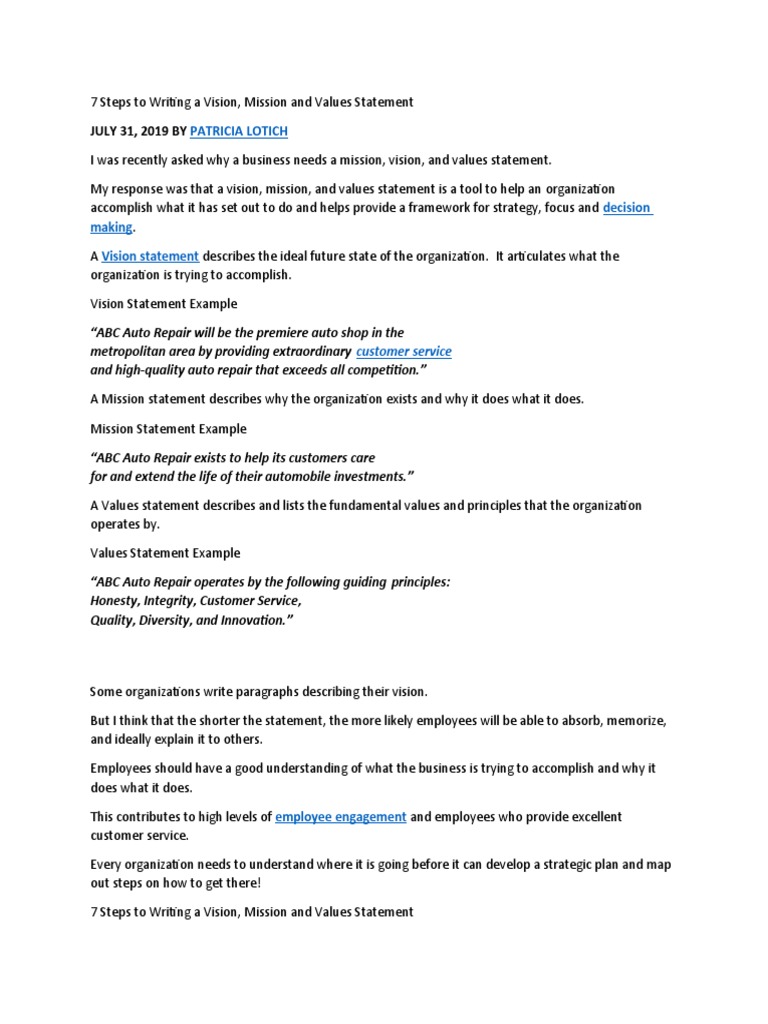 7 Steps To Writing A Vision Pdf