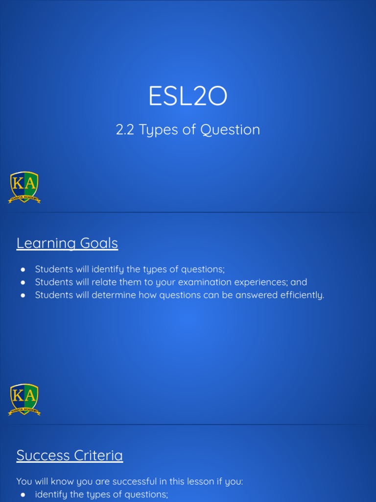 Lesson 2.2 Types of Question | Download Free PDF | Multiple Choice ...