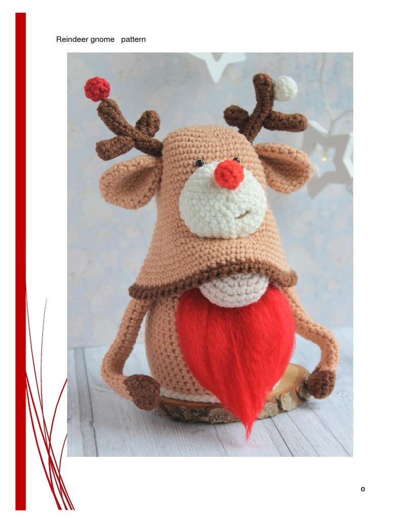 Reindeer Gnome Pattern | PDF | Crochet | Textiles