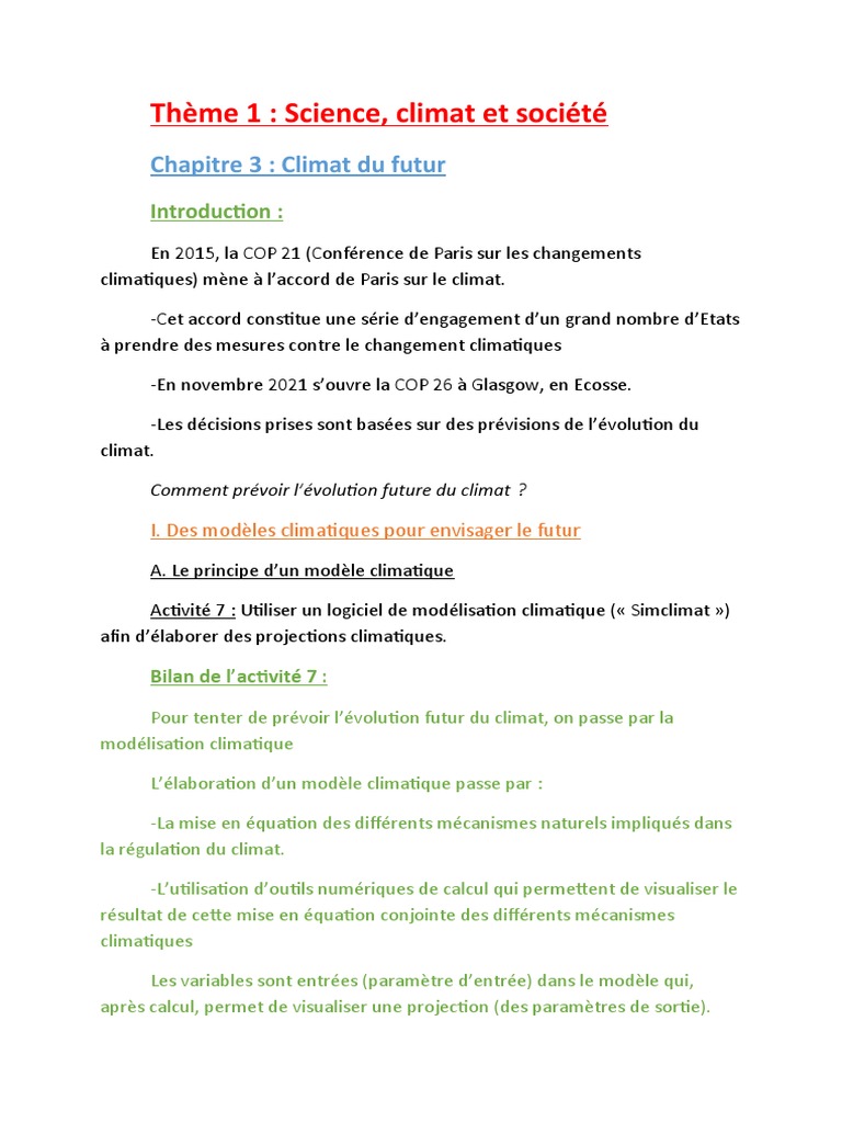 Modélisation du climat du futur | PDF | Changement climatique | Modèle ...