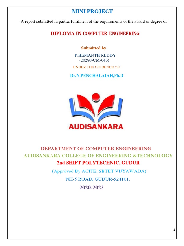 Mini Project: Diploma in Computer Engineering | PDF