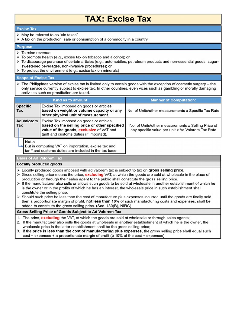 TAX Excise Tax | PDF