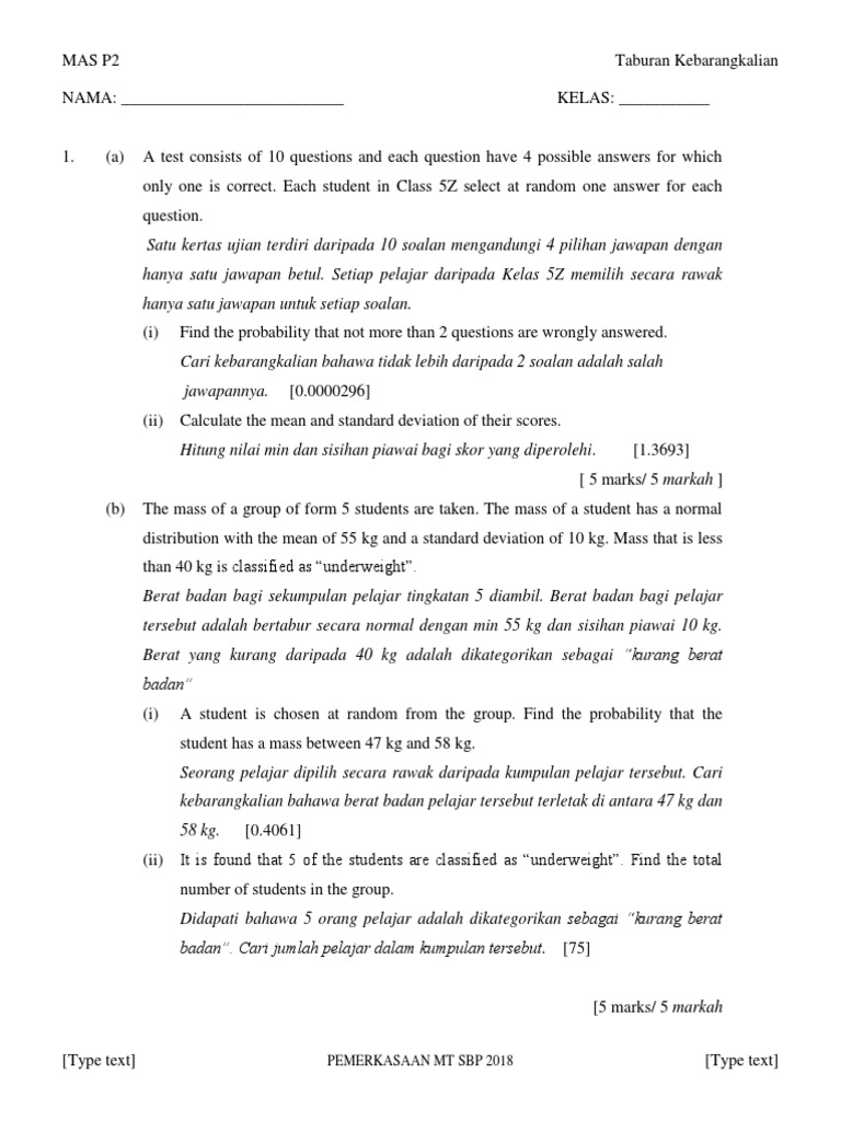 Pemerkasaan MT SBP 2018 | PDF