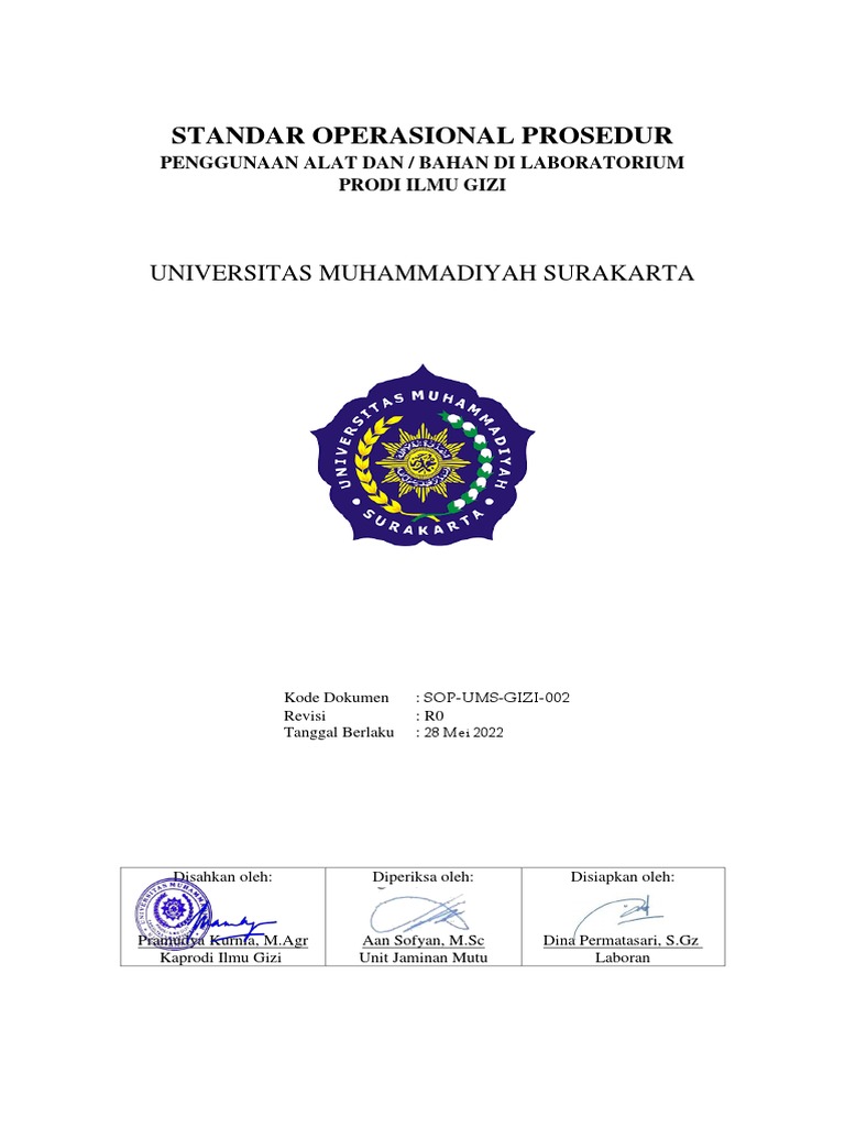 SOP Penggunaan Alat Lab Ilmu Gizi | PDF