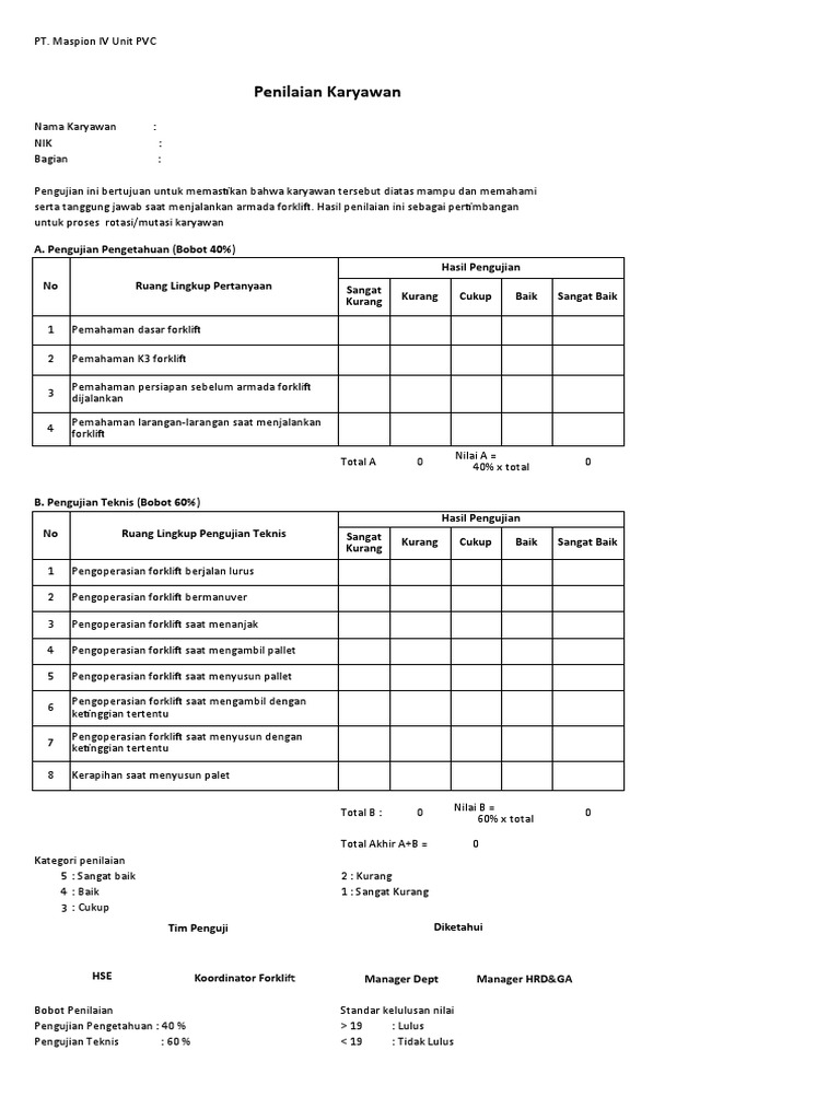 Penilaian Teknis Forklift | PDF