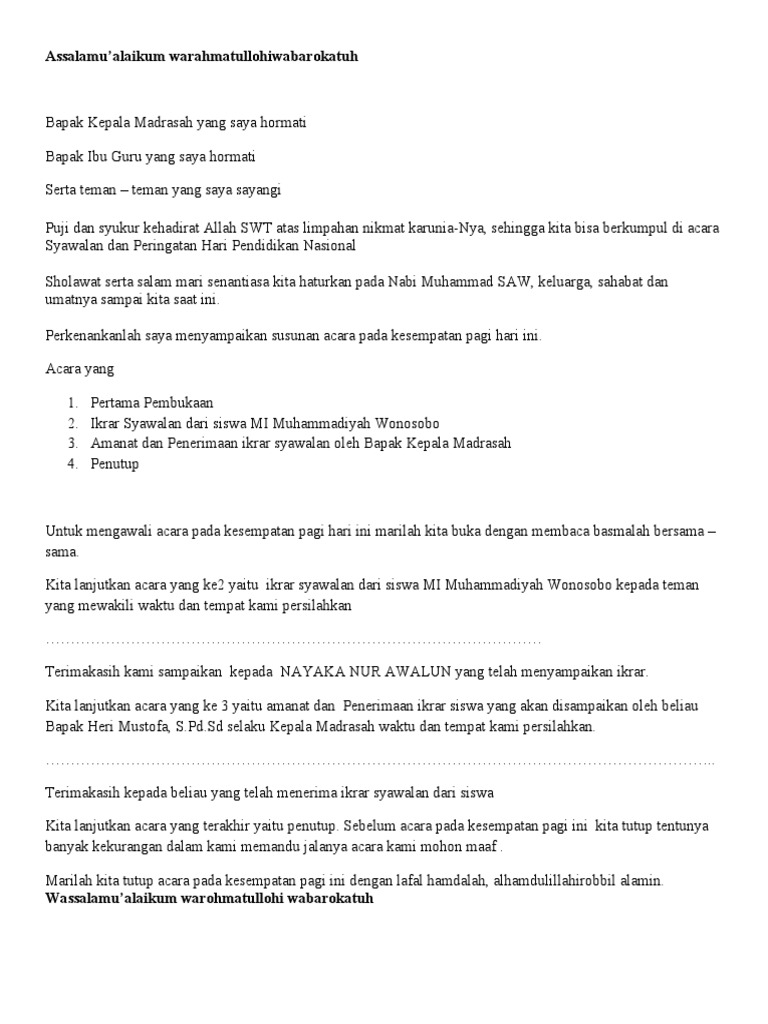 Susunan Acara Syawalan | PDF