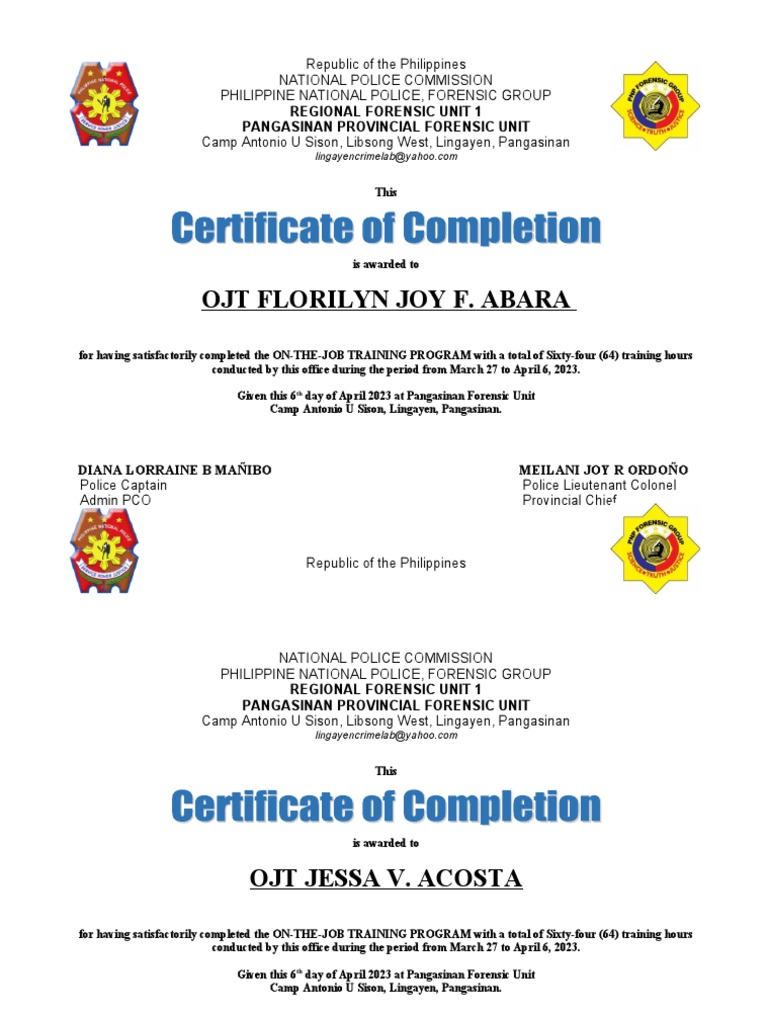 Ojt Florilyn Joy F. Abara: Regional Forensic Unit 1 Pangasinan ...