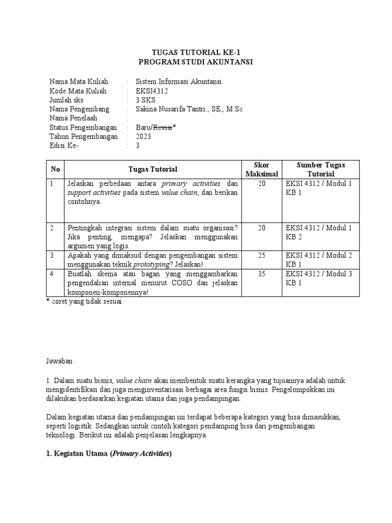 Tugas 1 - Sistem Informasi Akuntansi - Komang Trisna Yudha - 044895105 | PDF