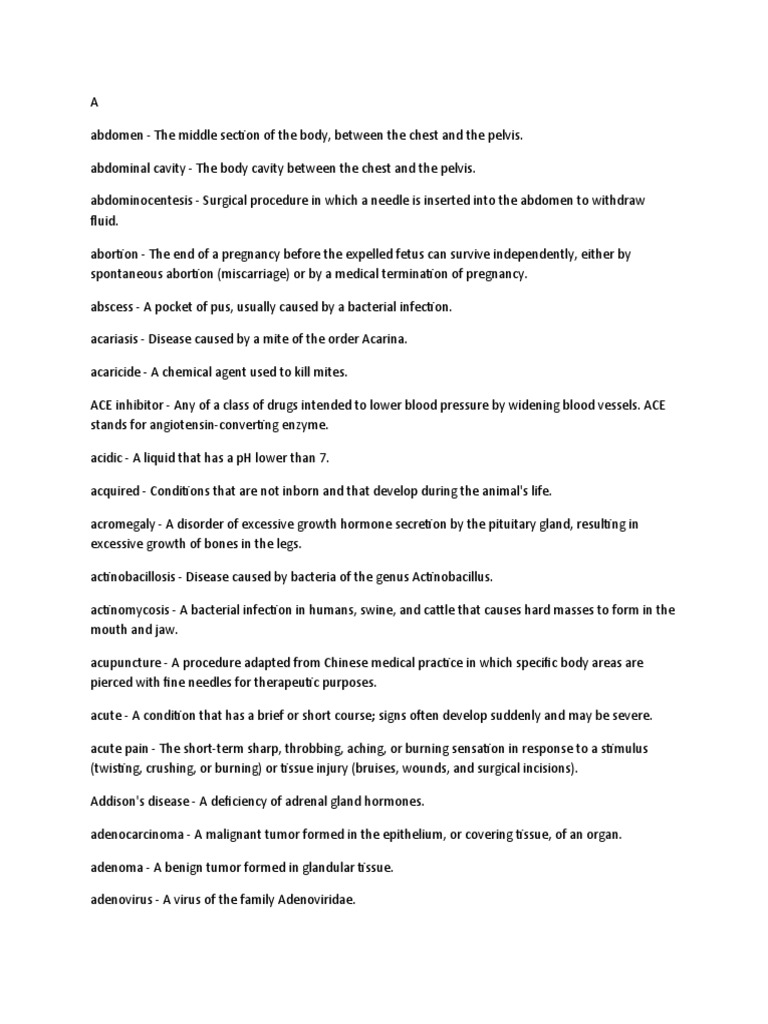 Medical Terminology Glossary | PDF | Heart | Atrium (Heart)