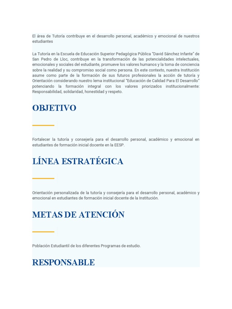 El Área de Tutoría Contribuye en El Desarrollo Personal | PDF