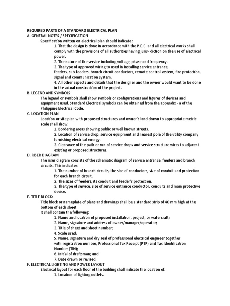 Required Parts of A Standard Electrical Plan | PDF | Electrical Wiring ...