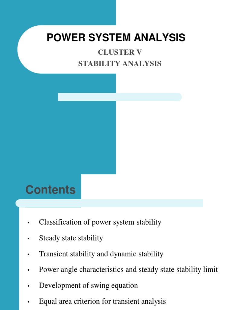 CLUSTER V Stability Analysis | PDF | Steady State | Electric Power Transmission