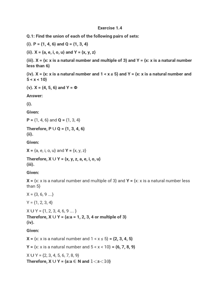 Exercise 1.4 | PDF | Real Number | Mathematical Concepts