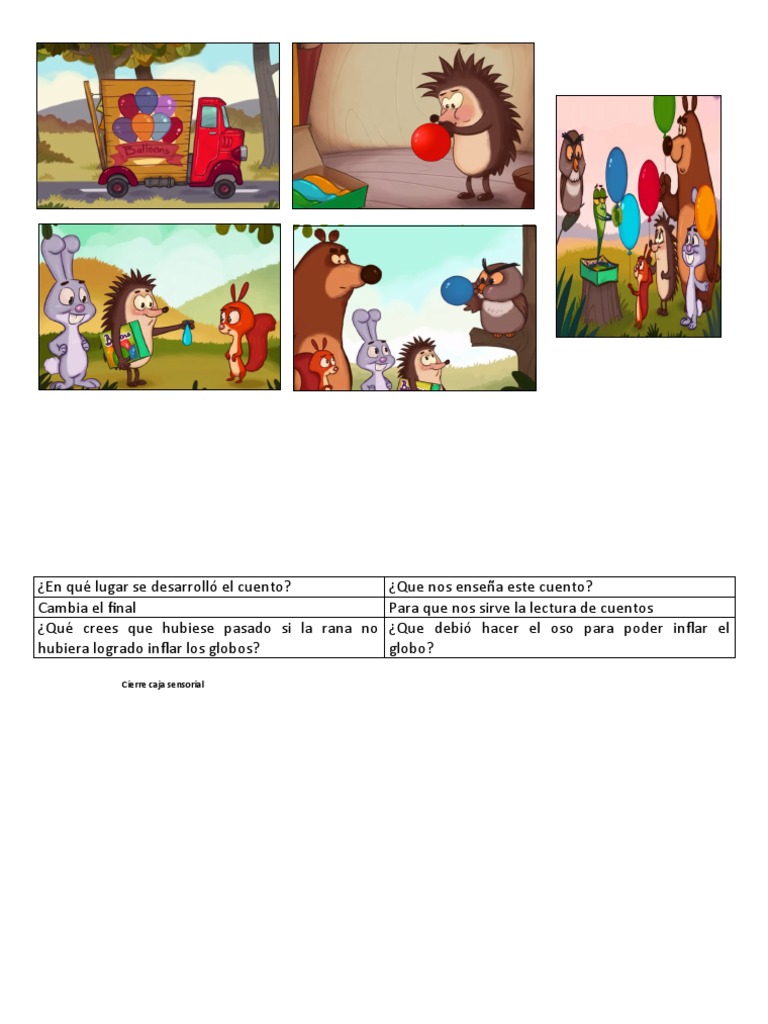 Secuencia de Imagenes El Erizo y El Globo | PDF