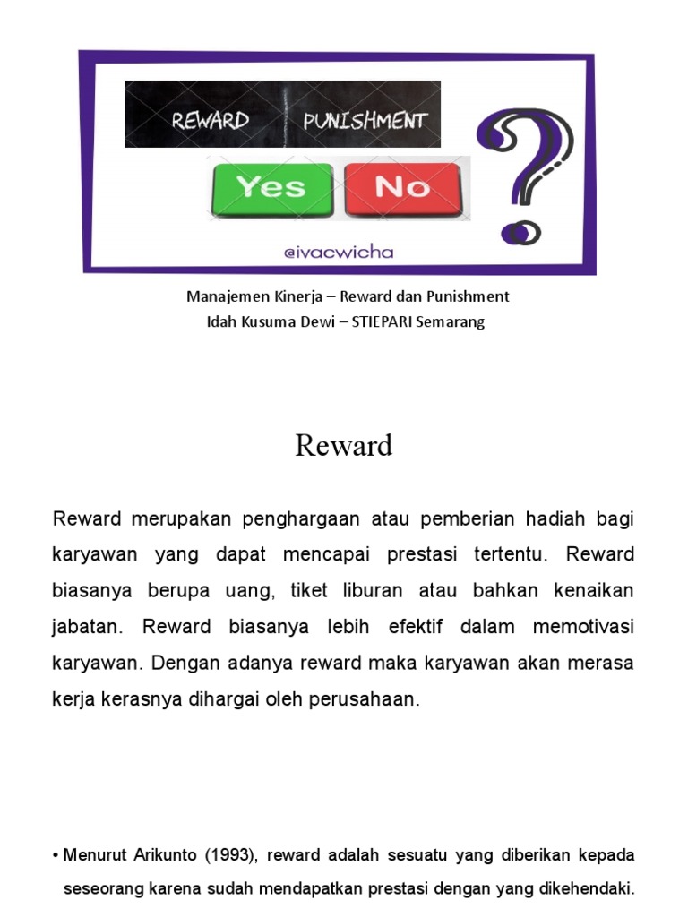 Manajemen Kinerja - Reward Dan Punishment | PDF