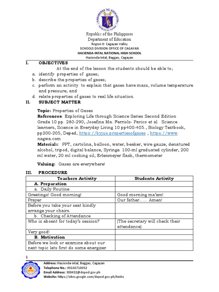 Properties Of Gases Pdf Gases Temperature