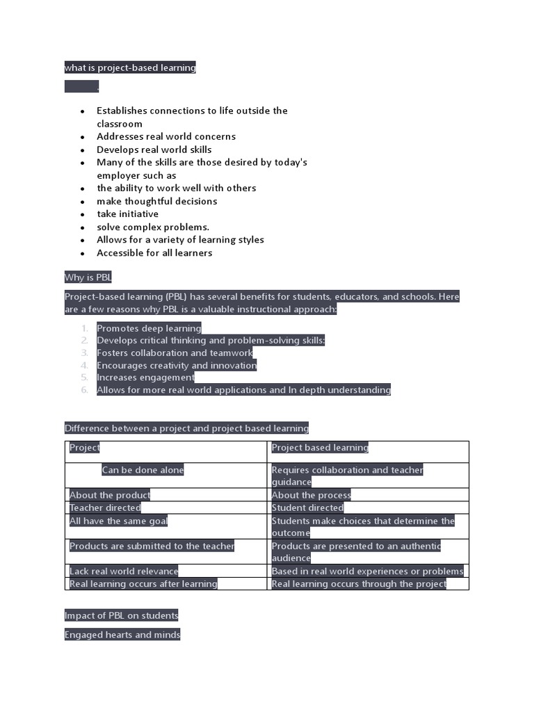 Project-Based Learning Guide | PDF | Project Based Learning | Neuroscience