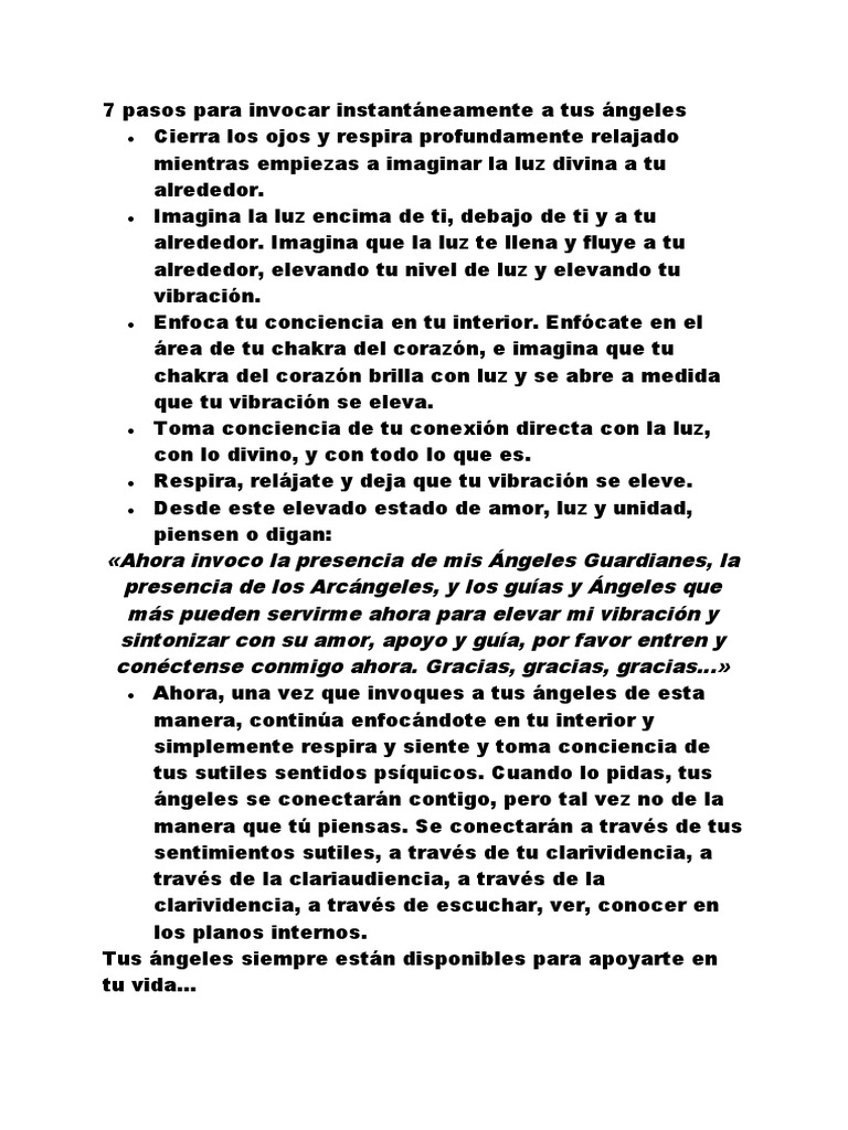 7 Pasos para Invocar Instantáneamente A Tus Ángeles | PDF