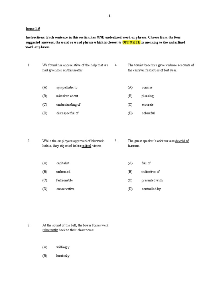 2021 English Language Mock Exam Paper 1 | PDF | Business Class