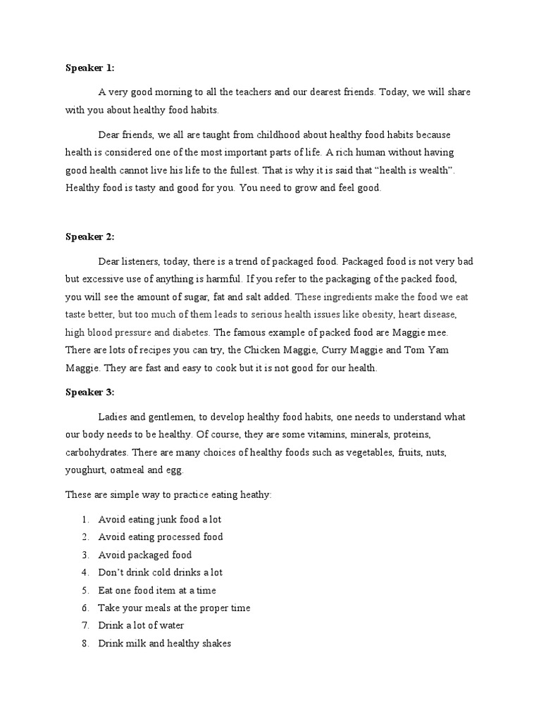 Healthy Food Habits Guide | PDF