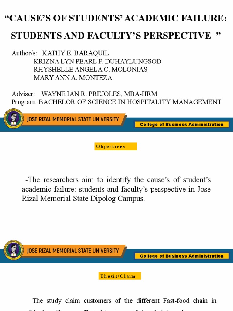 Cause'S of Students' Academic Failure: Students and Faculty'S ...