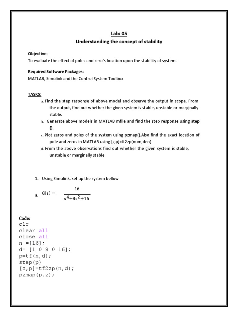 Lab 5 Report-190469 | PDF | Matlab | Control Theory Lab 5 Report-190469 | PDF | Matlab | Control Theory