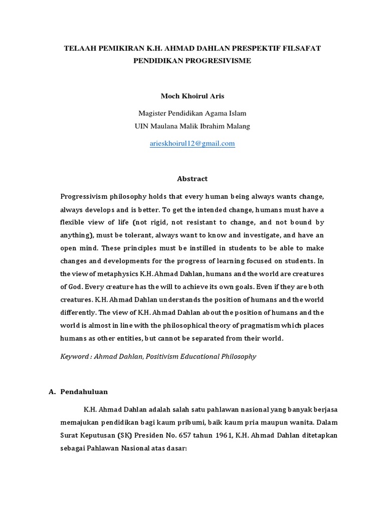 Telaah Pemikiran KH Ahmad Dahlan | PDF