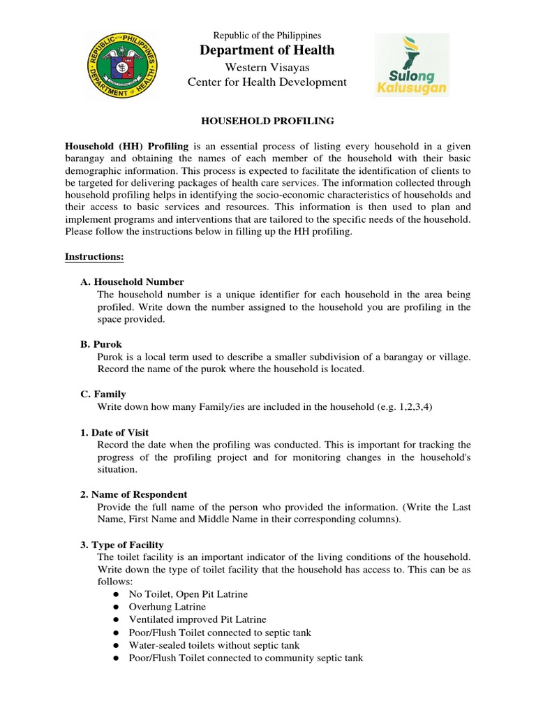 Household Profiling Instructions Western Visayas 1 | PDF | Toilet ...