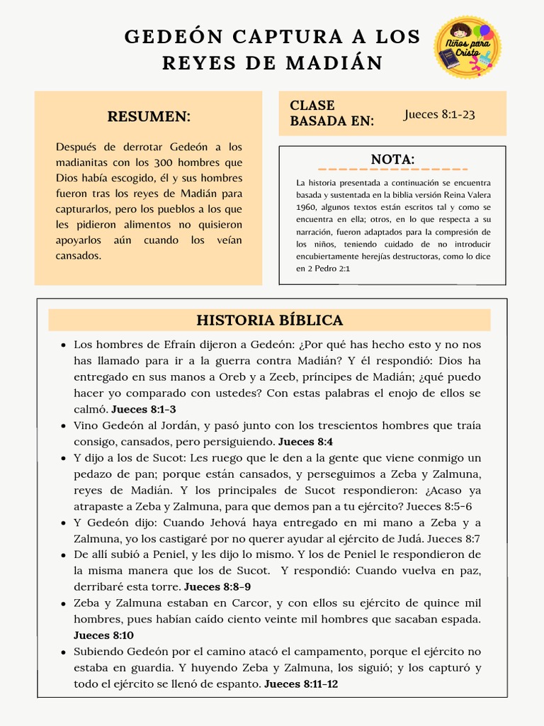 Clase 116. Gedeón Captura A Los Reyes de Madián | PDF