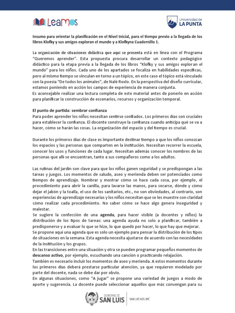 Planificacion Sala de 5 Primera Quincena Implementacion | PDF