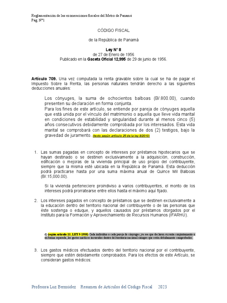 Resumen Del CF Art de Deduciones | PDF | Impuestos | Impuesto sobre la ...