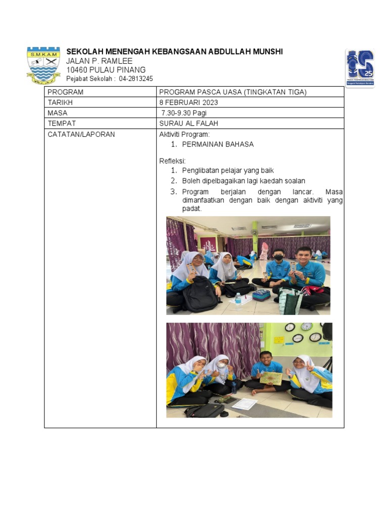 LAPORAN PROGRAM PASCA UASA 8 Feb 23 | PDF
