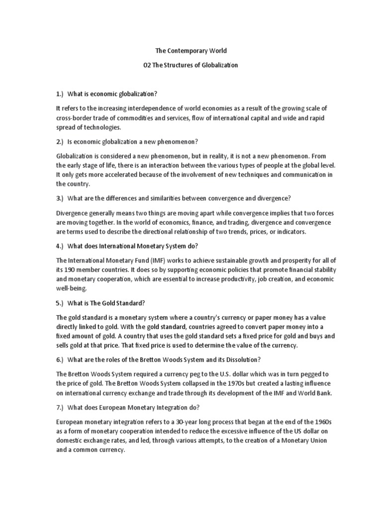 ContemporaryWorld Worksheet 1 Michael | PDF