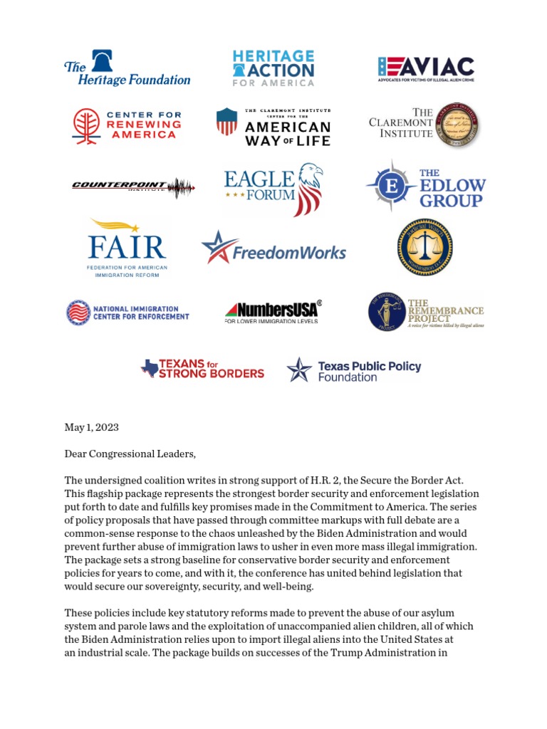 Border Coalition Letter | Download Free PDF | Illegal Immigration ...