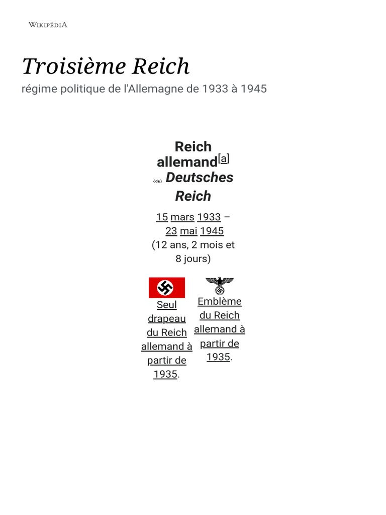 Histoire du Troisième Reich (1933-1945) | PDF | Allemagne nazie | Adolf ...