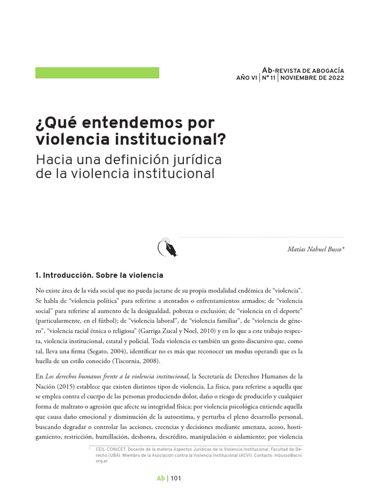 Que Entendemos Por Violencia Institucional | PDF | Violencia | Derecho Constitucional