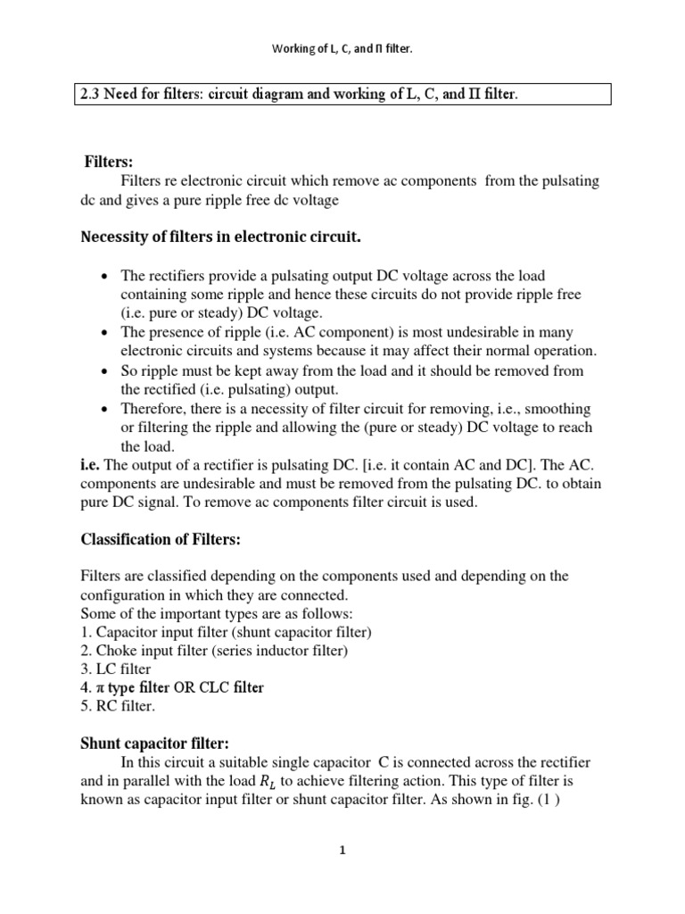 2.3 Filters Circuit | Download Free PDF | Rectifier | Electronic Filter