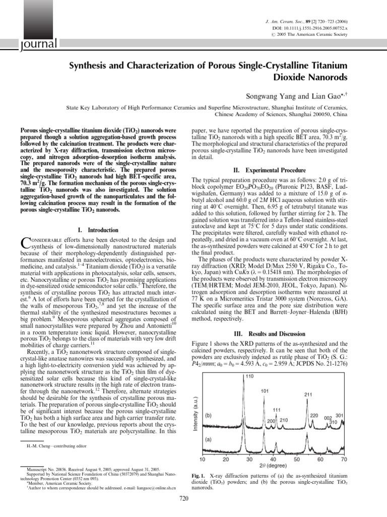 Characterization of Porous Titanium Dioxide Nanorods-2 | PDF | Titanium Dioxide | Adsorption