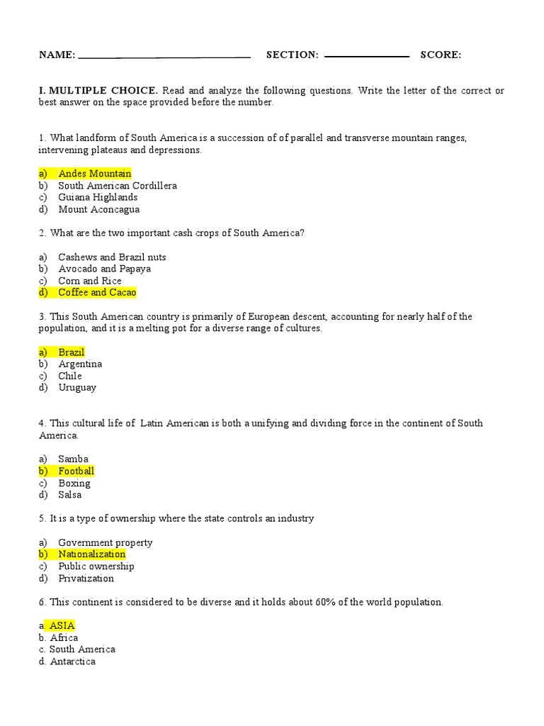 Name: Section: Score: I. MULTIPLE CHOICE. Read and Analyze The Following Questions. Write The ...