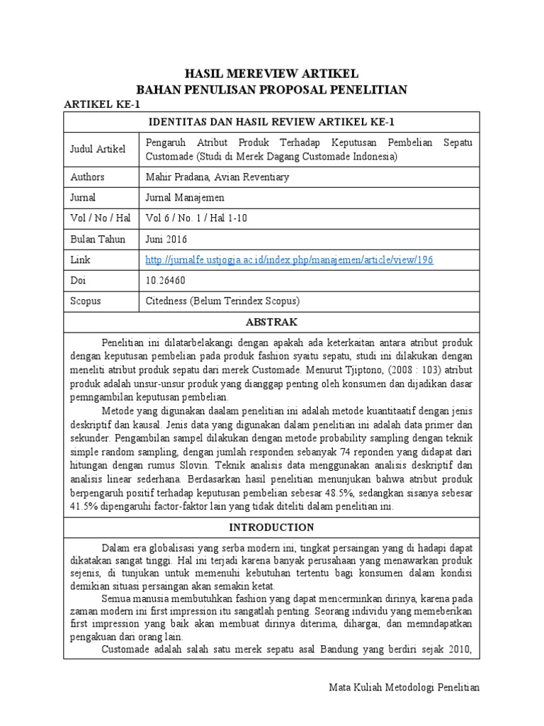 Tugas Review Artikel | PDF