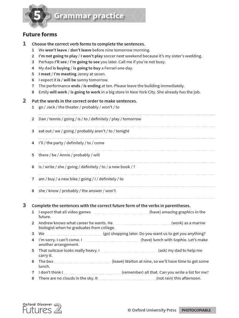 ODF2 Unit 5 Grammar Practice | PDF