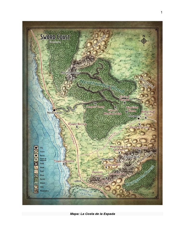 Mapa de la Costa de la Espada D&D | PDF