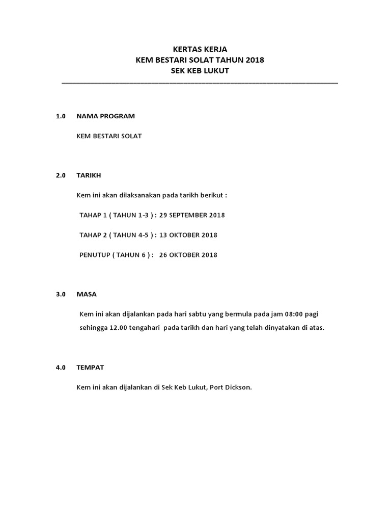 Kertas Kerja KBS 2018 | PDF