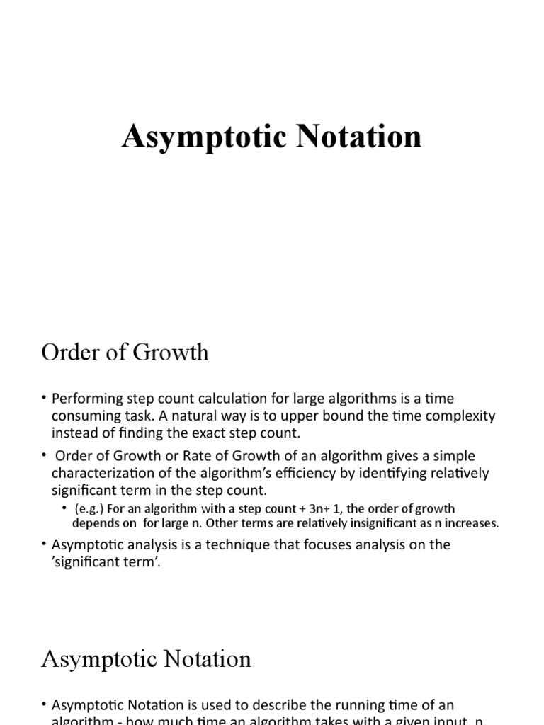 Asymptotic Notation in Algorithms | PDF