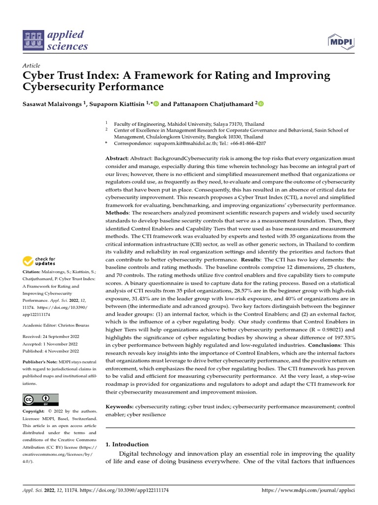 Applied Sciences: Cyber Trust Index: A Framework For Rating and ...