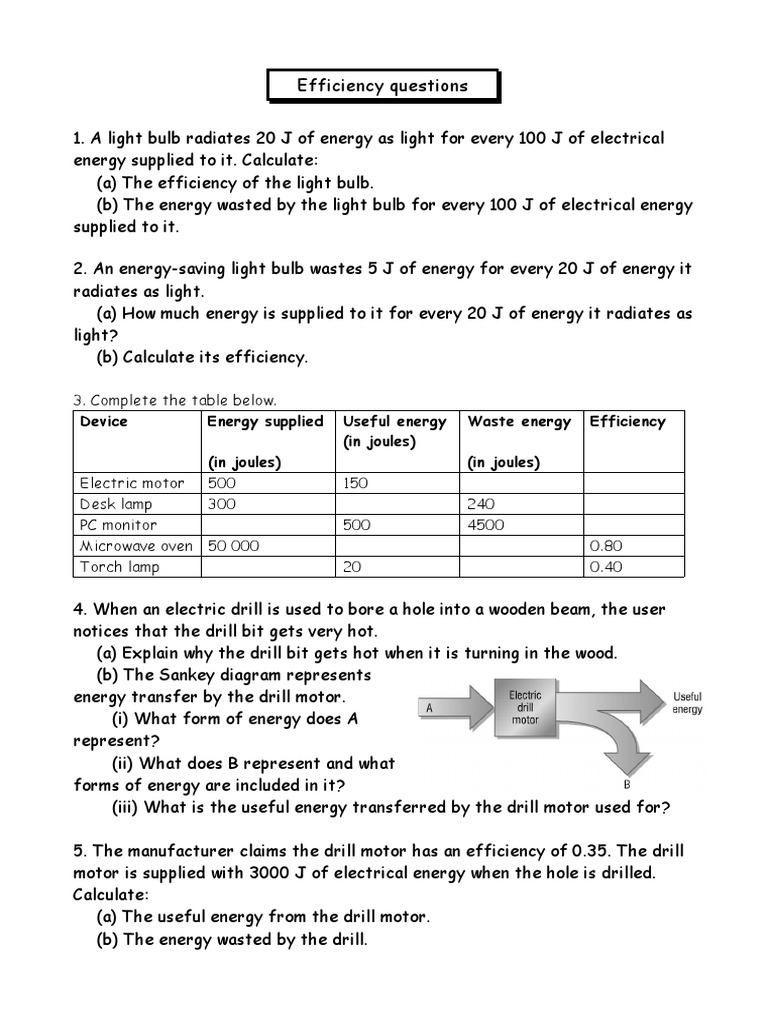 6 Efficiency Questions | PDF | Light | Energy Conservation