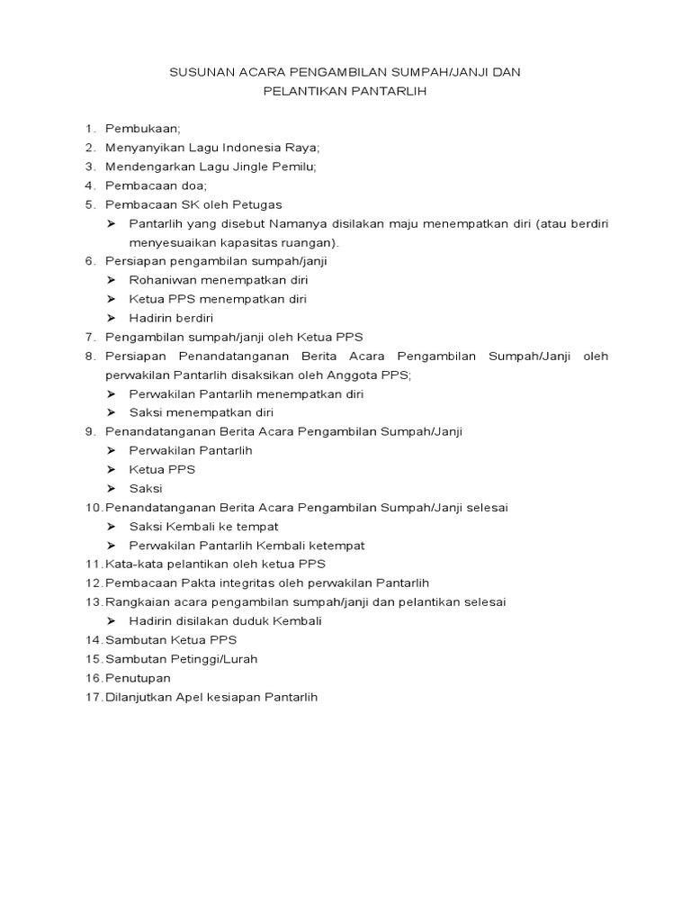 Susunan Acara Pengambilan Sumpah | PDF Susunan Acara Pengambilan Sumpah | PDF