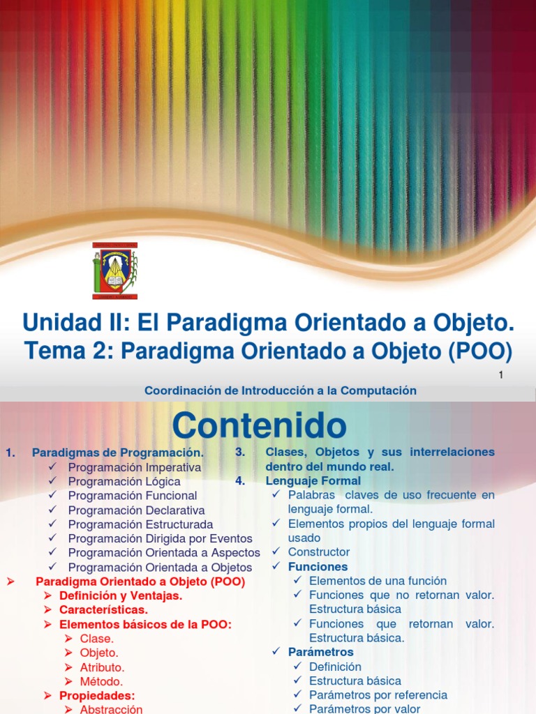 Unidad II: El Paradigma Orientado A Objeto. Tema 2 | PDF | Objeto ...