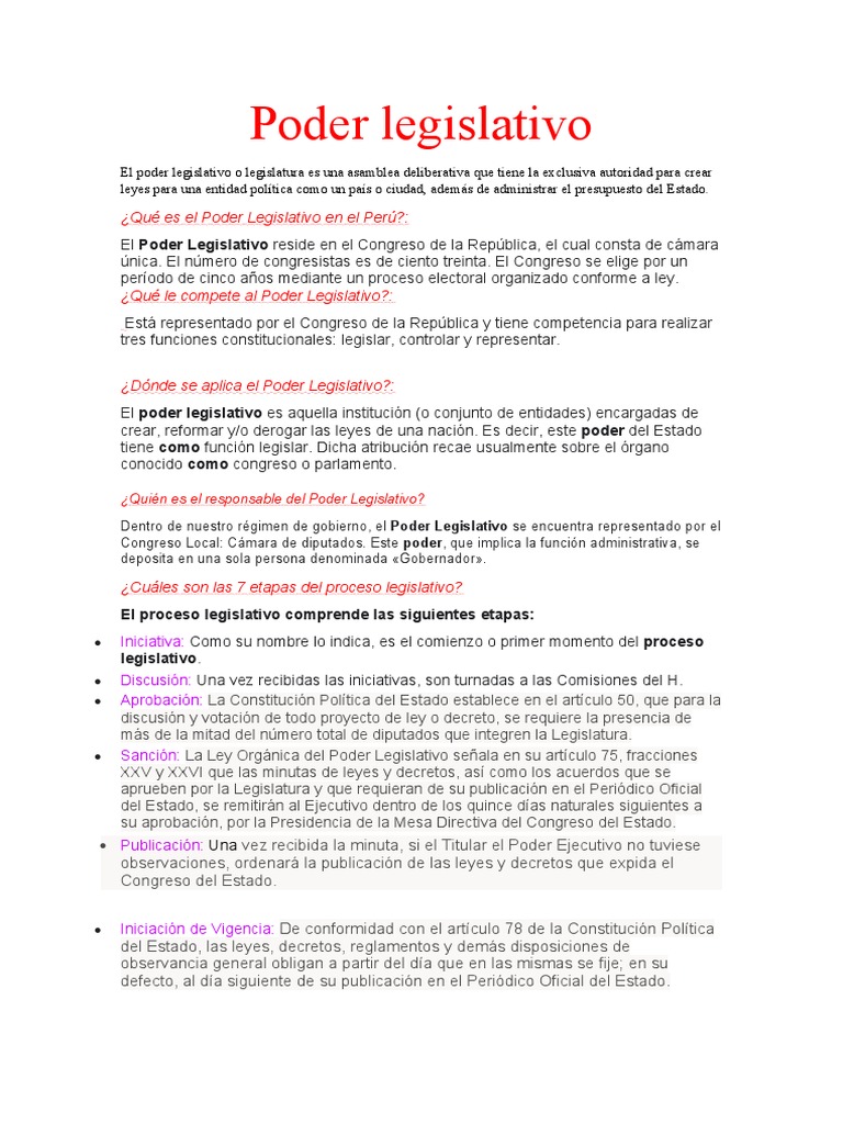 Poder Legislativo | PDF | Legislatura | Gobierno