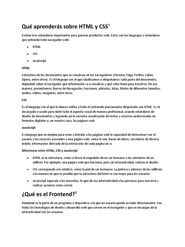 Guía Completa de HTML y CSS para Frontend | PDF | Página web | HTML
